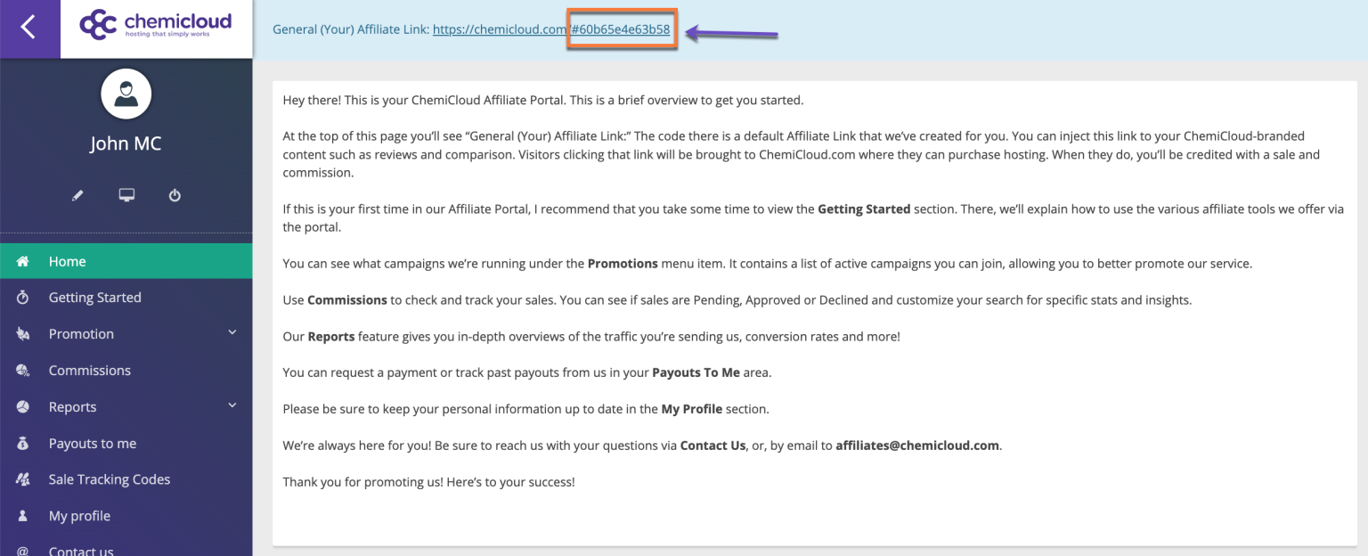 Locating & Using your General Affiliate Link