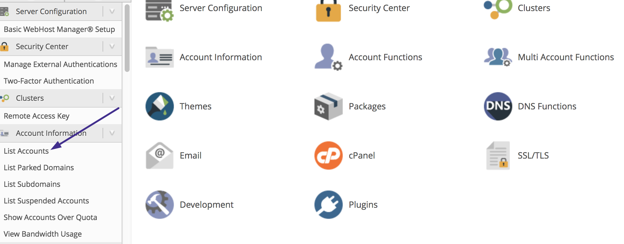 How to Choose a Different Package for an Account in WHM