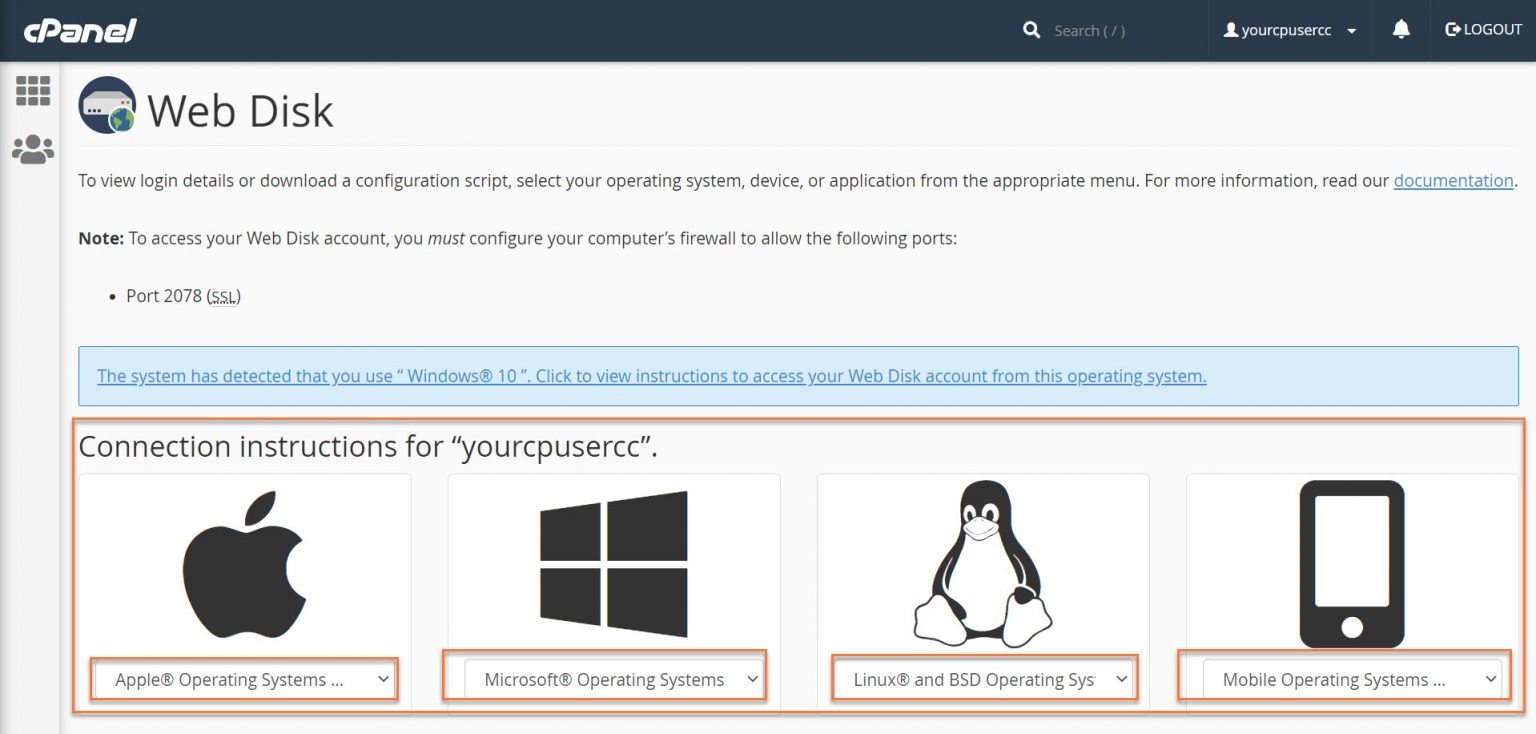How to Configure and Manage WebDAV Web Disks in cPanel