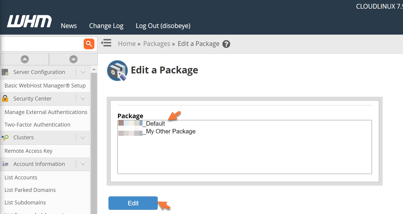 How to Edit a WHM Package and Enable Shell Access