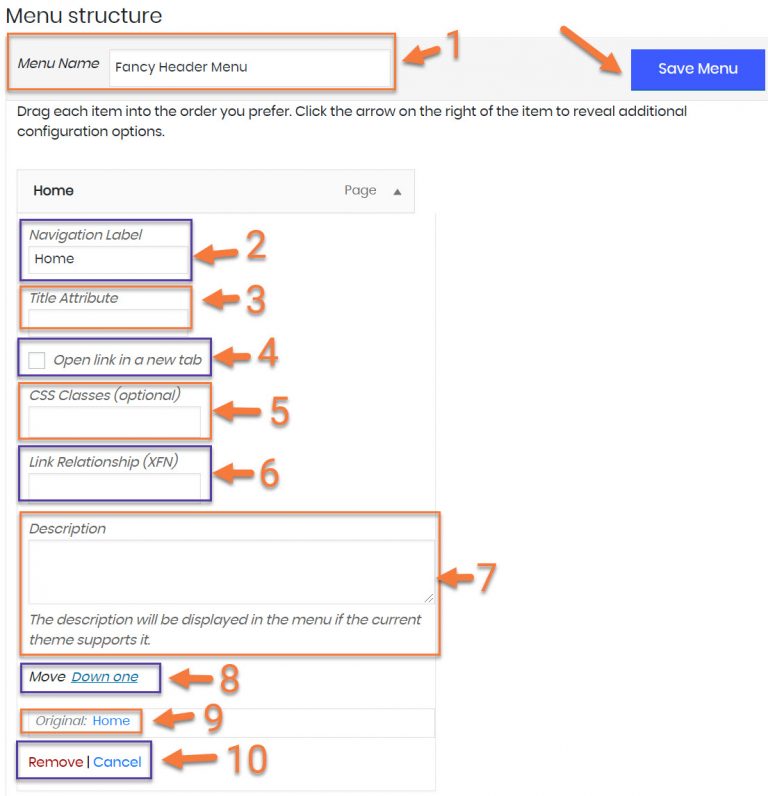 Managing Your Menus and Creating a New Menu