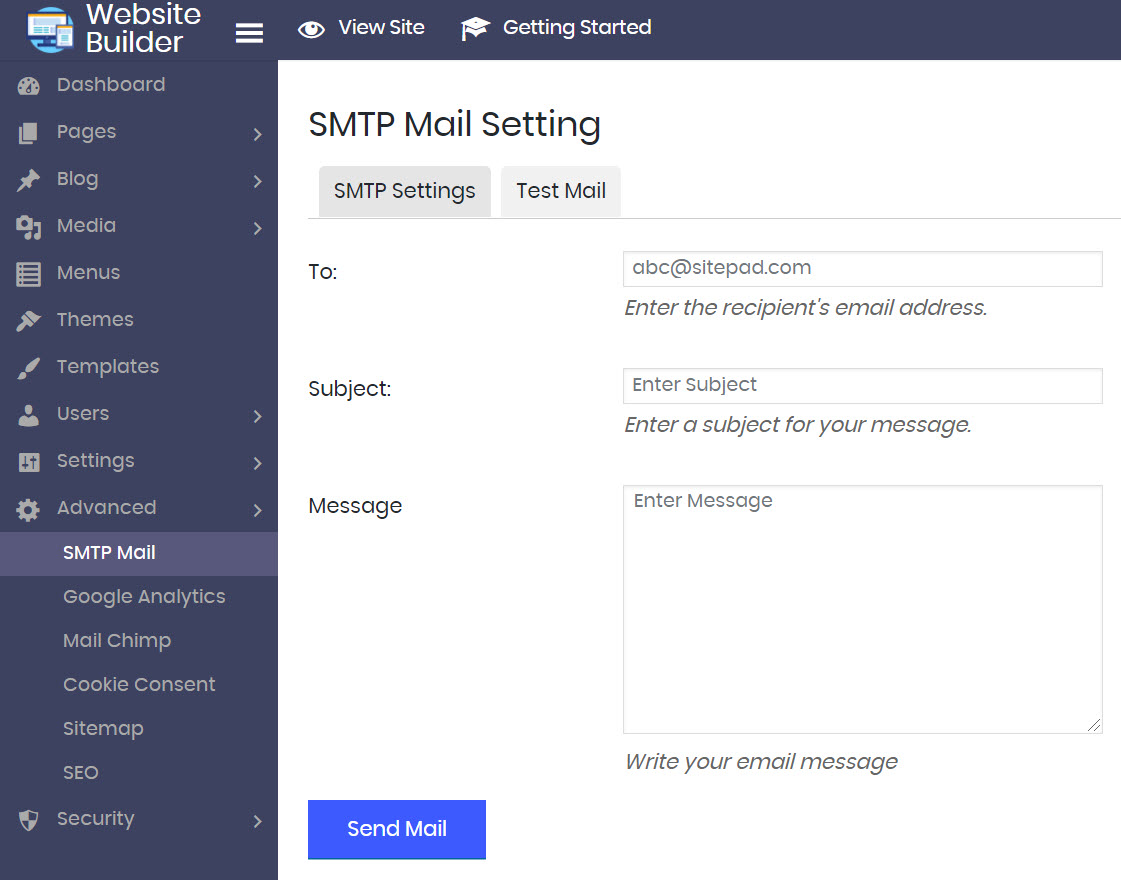 How to Configure SMTP Mail in the Website Builder