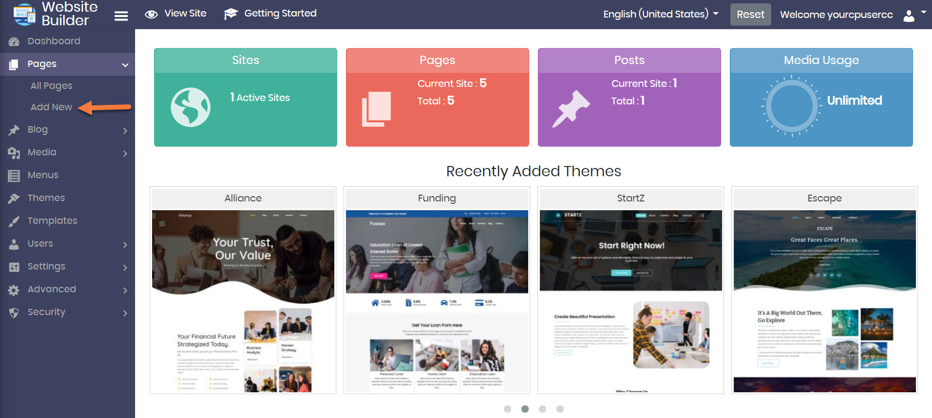 How to Add a New Page with the Website Builder