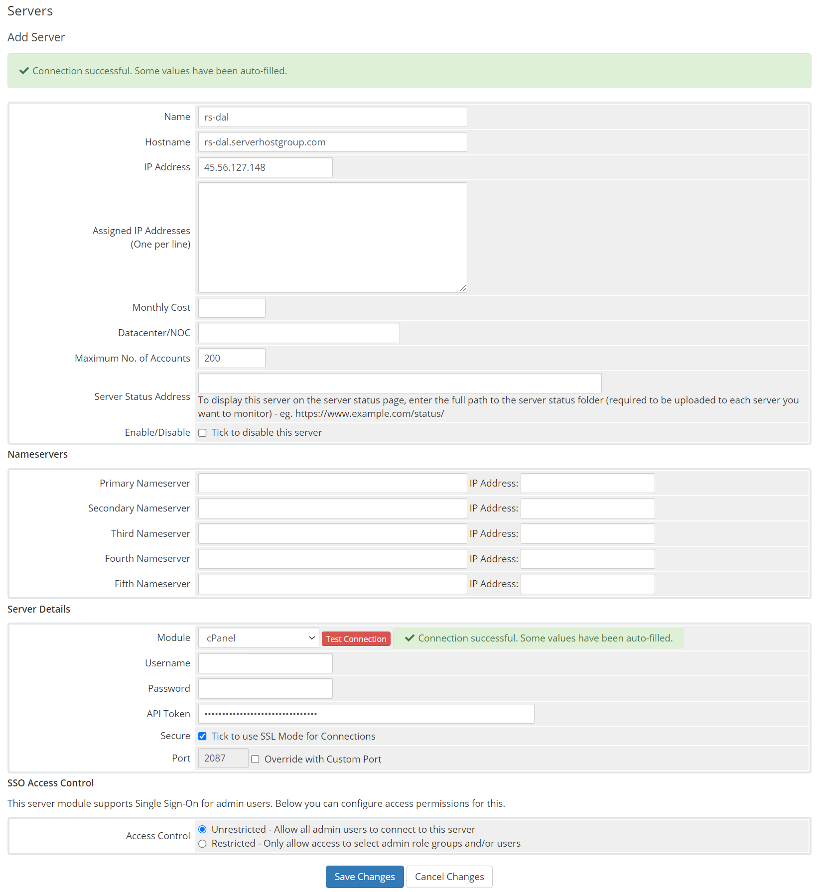 How to Configure a cPanel Server in WHMCS