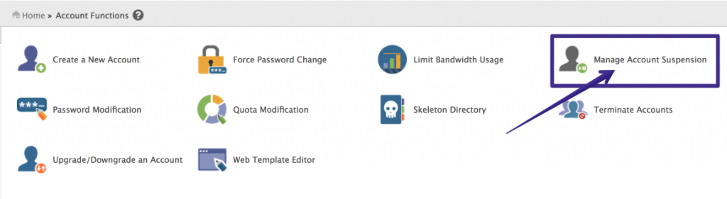 How to Suspend or unsuspend a cPanel account in WHM