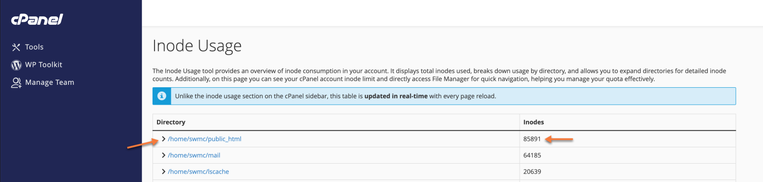 How to Check the Number of Inodes in cPanel