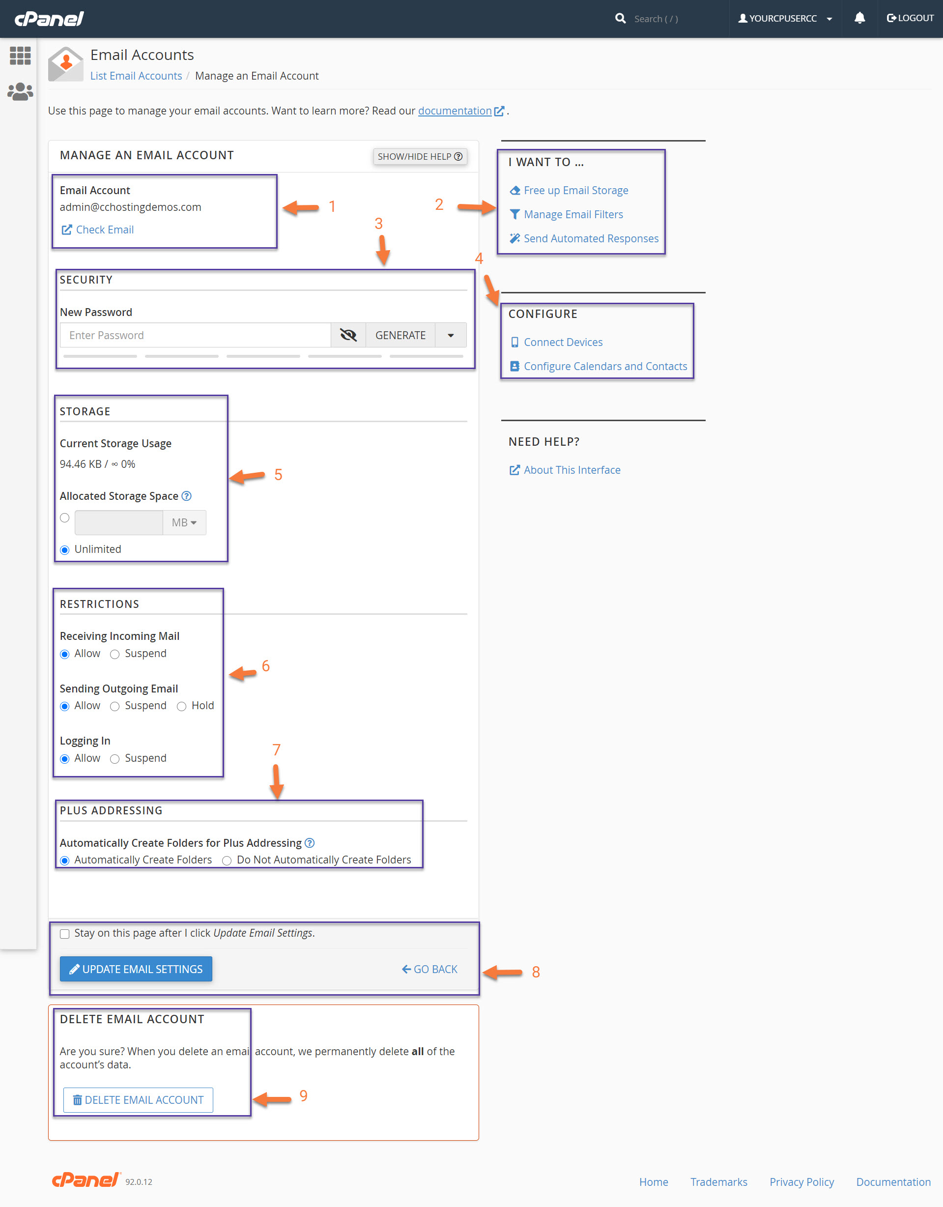 Managing an Email Account in cPanel